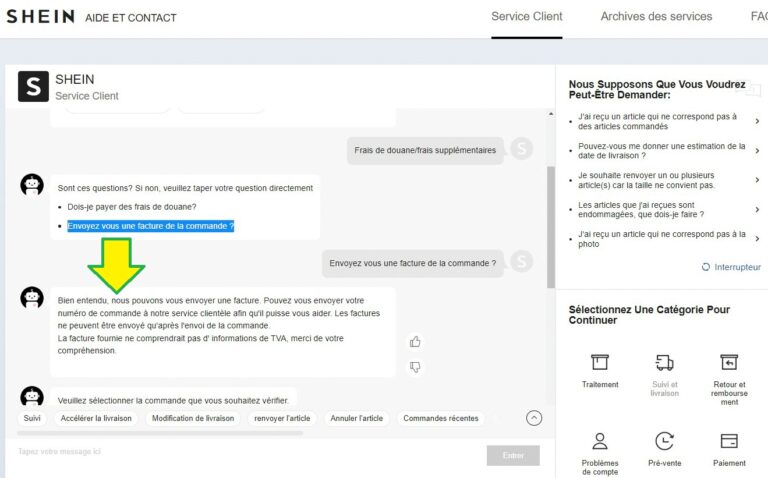 Comment avoir une facture sur Shein, où la trouver